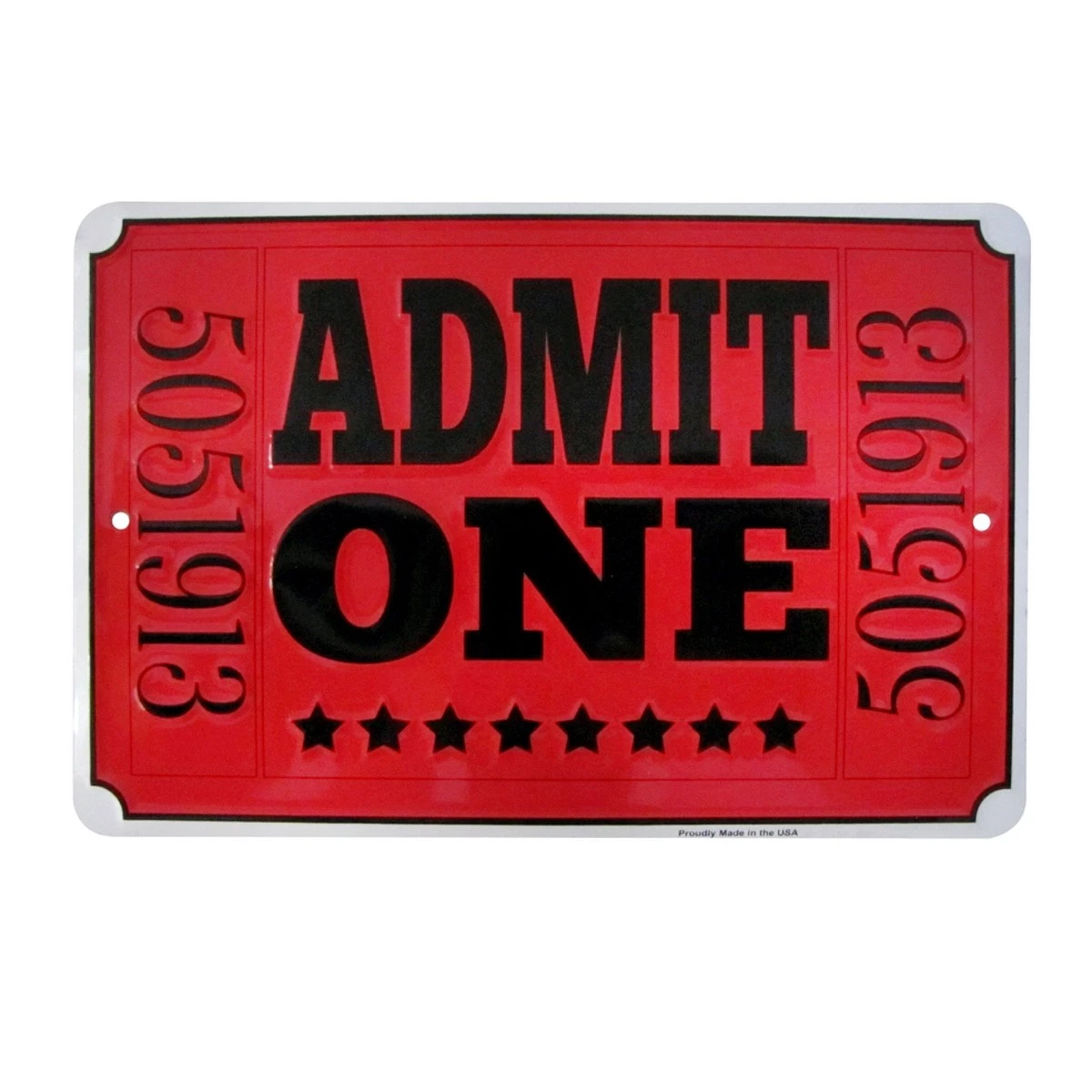 Admit One Red Movie Theatre Ticket Metal Sign Home Theater Man Cave ...