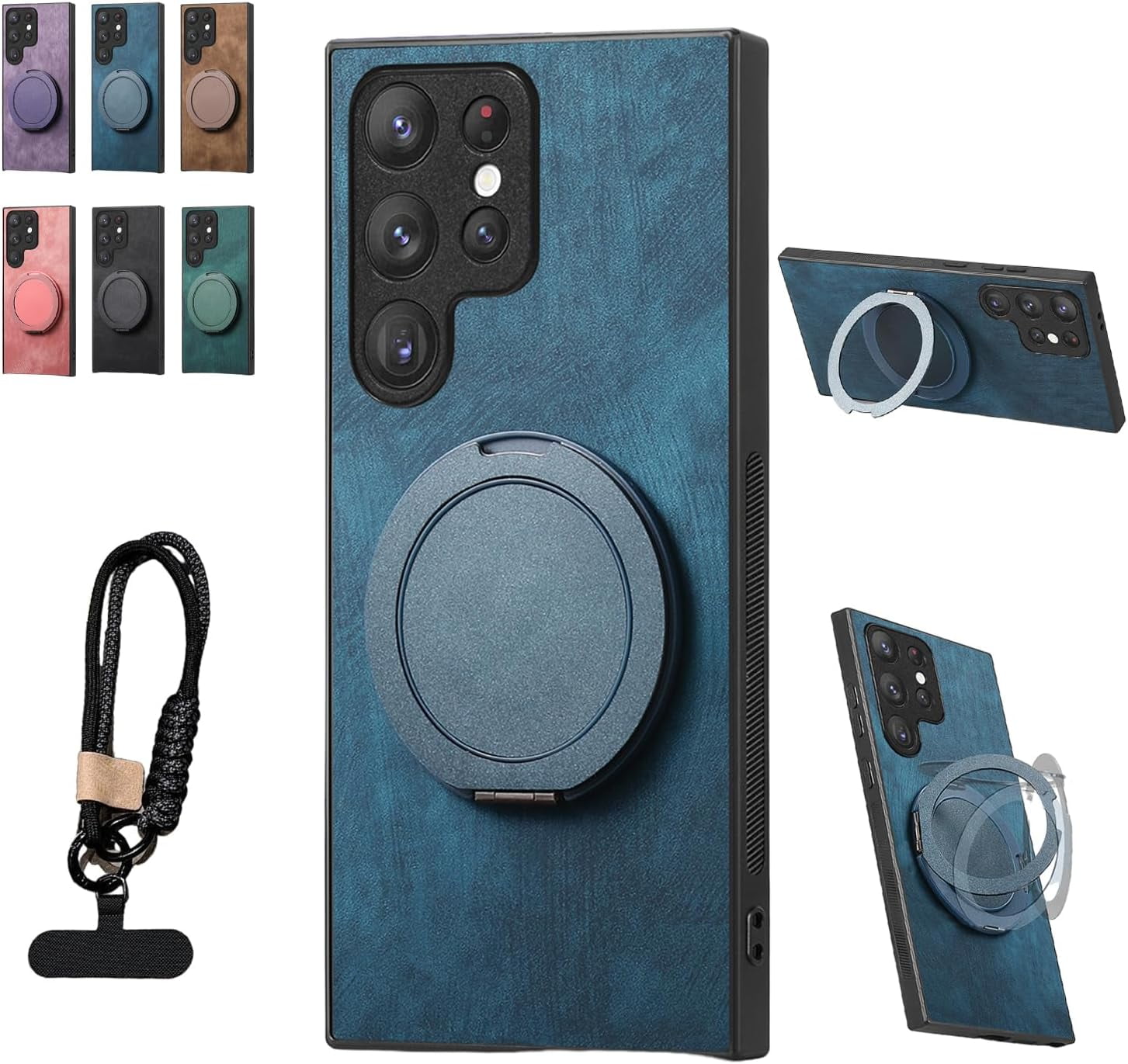 Admitof Magnetic Shockproof Leather Ring Stand Case for Galaxy S25/S24 ...