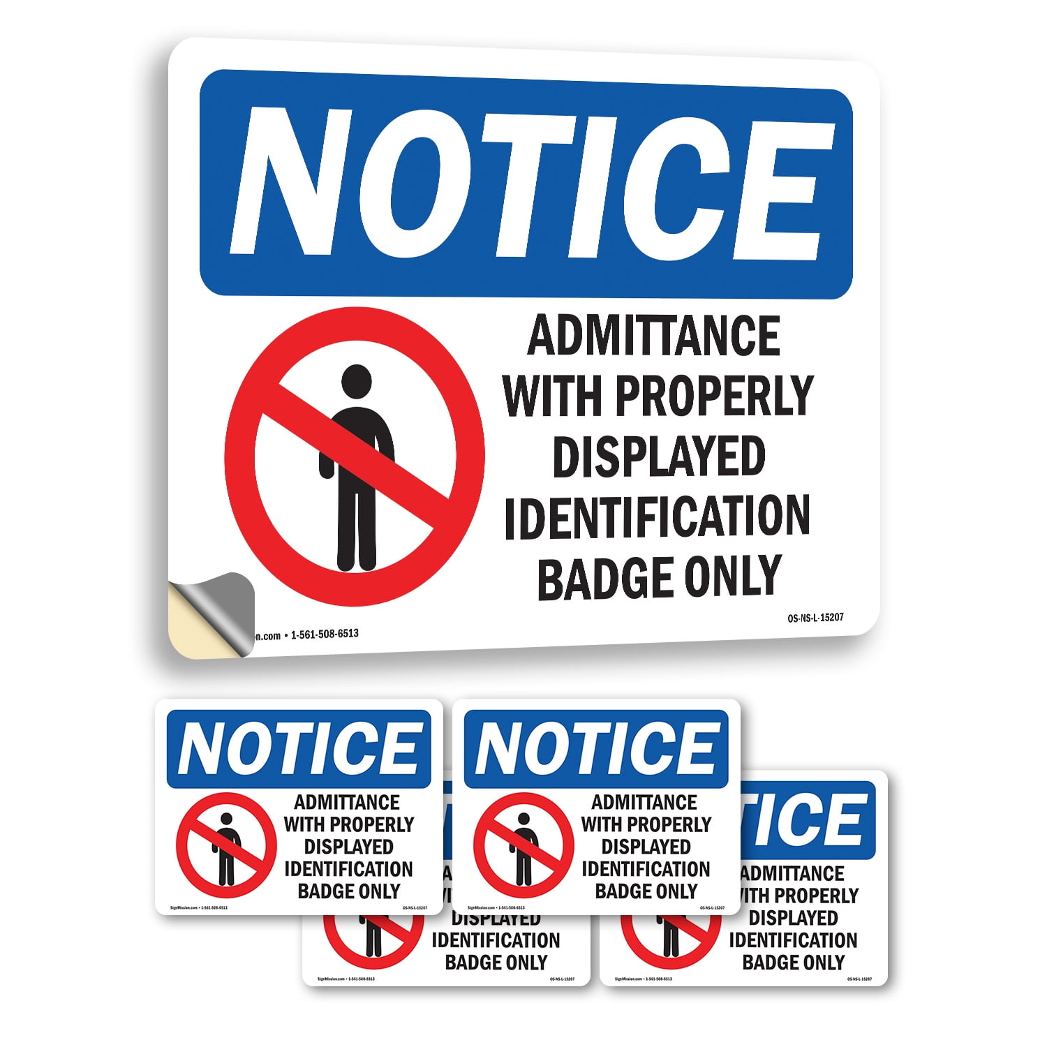 Admittance With ID Badge Only OSHA Notice Vinyl Decal Label 18 Inch x ...