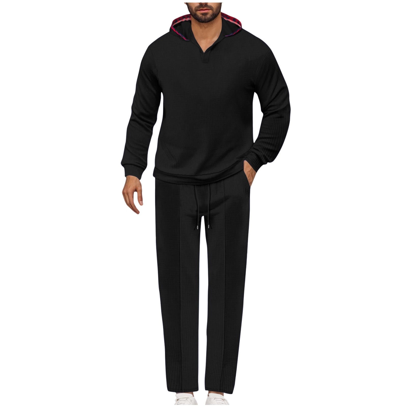 Admvng 2 Piece Sets for Men Winter Sports Hooded Multiple Pockets ...