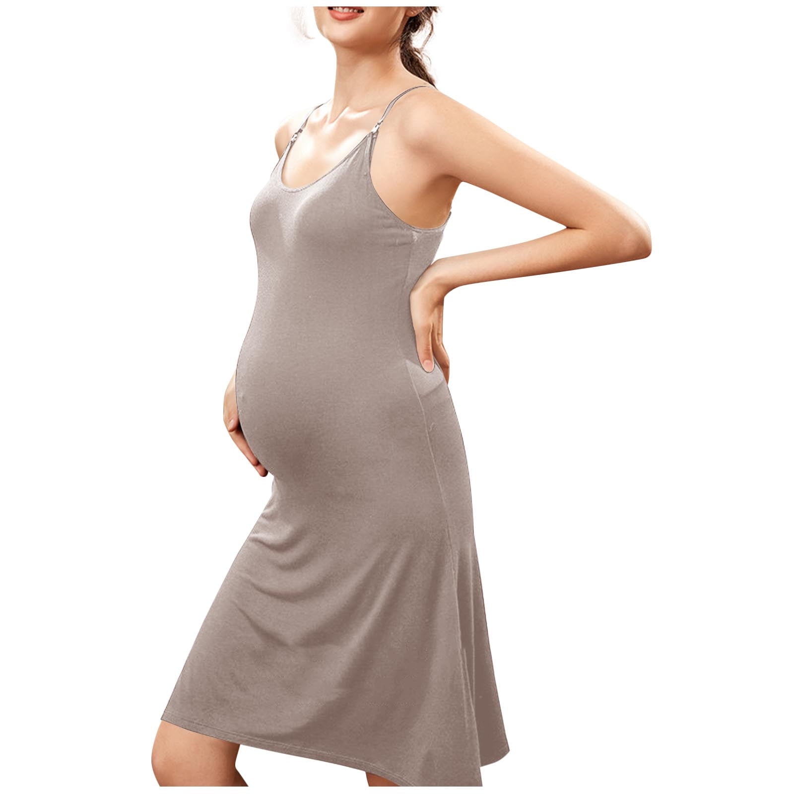 Admvng Adjustable Spaghetti Strap Maternity Dress Bodycon Pregnancy ...