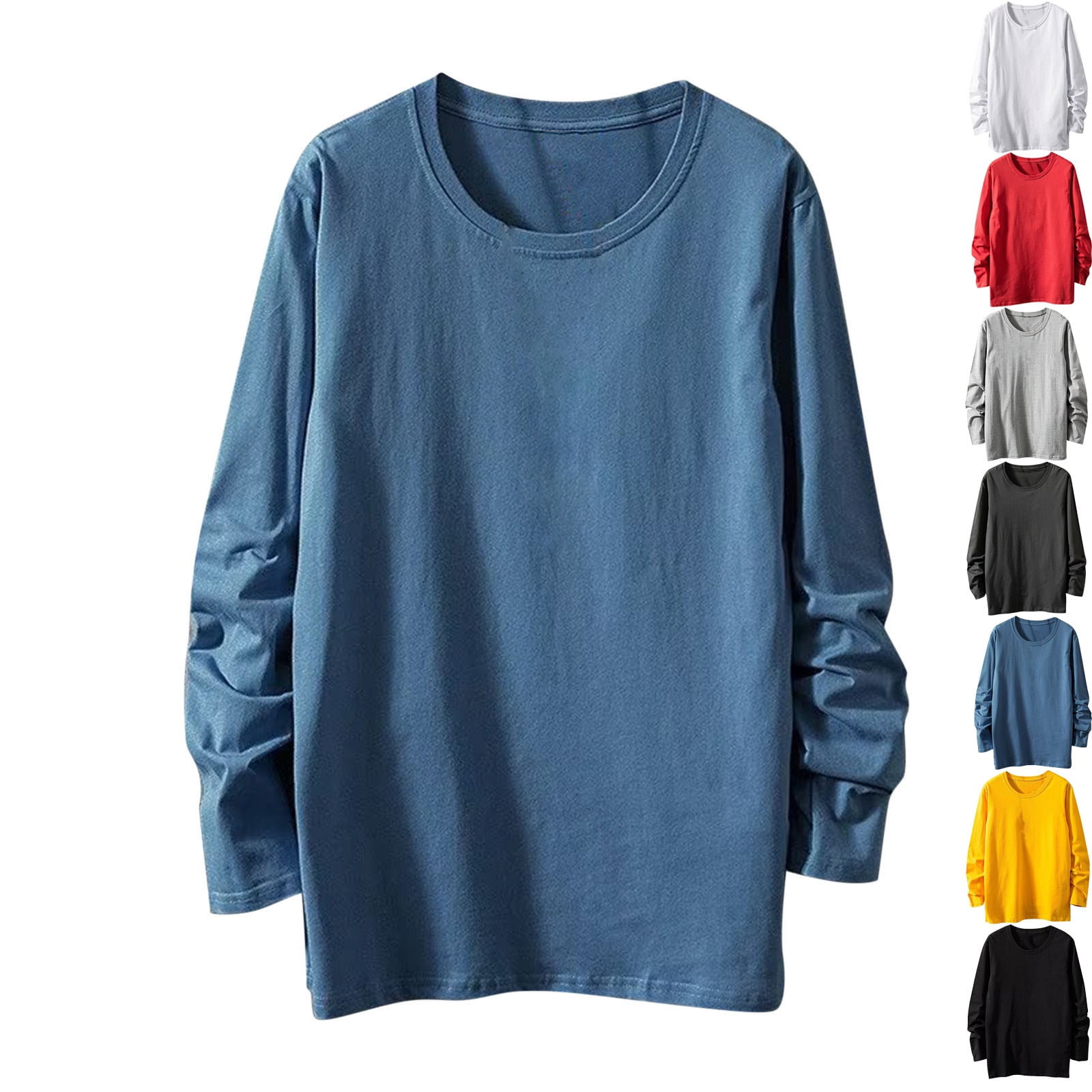 Admvng Big and Tall Shirts for Men Solid Color Casual Round Neck Base ...