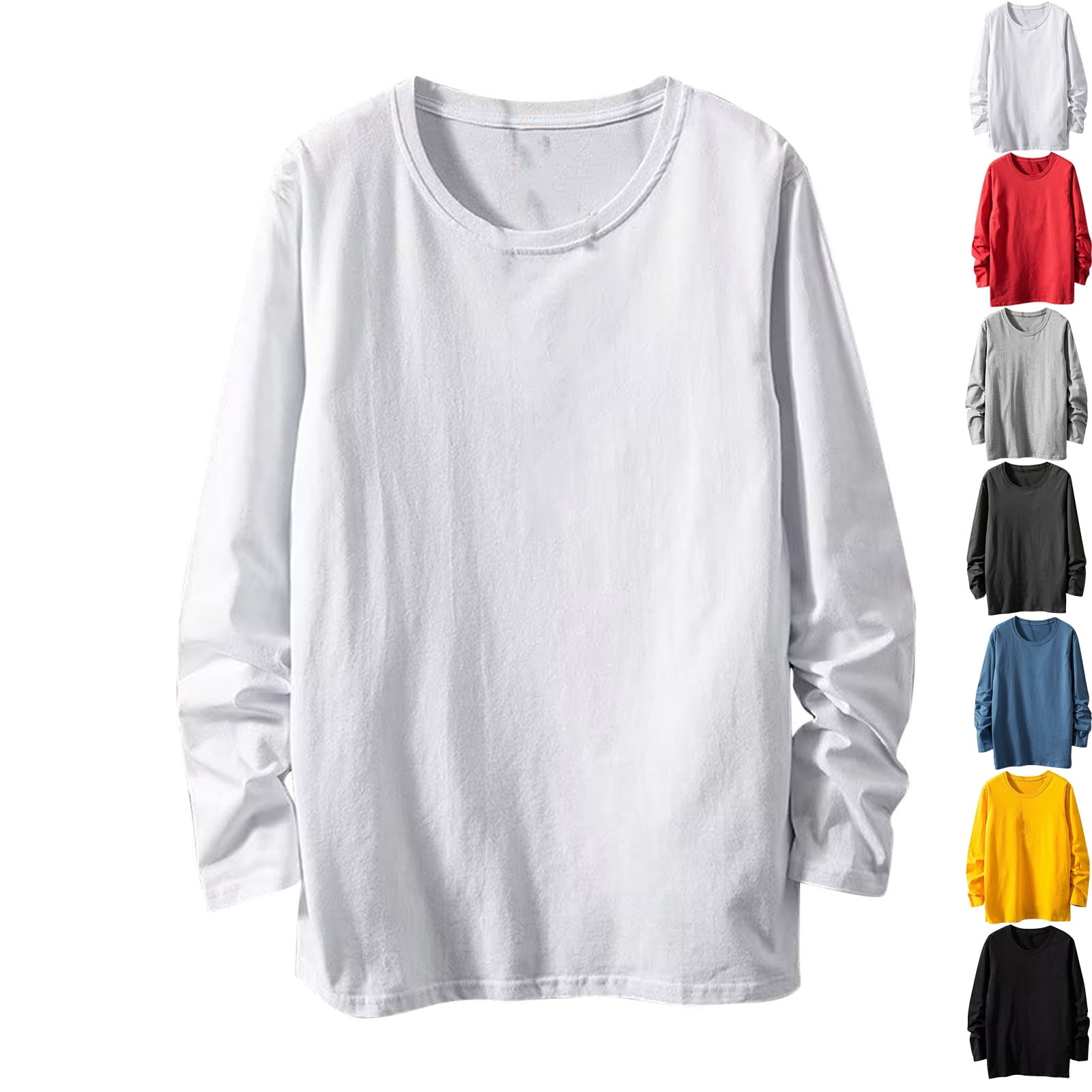 Admvng Big and Tall Shirts for Men Solid Color Casual Round Neck Base ...