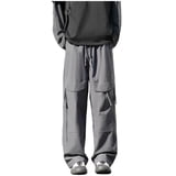Admvng Cargo Pants for Men Bandage Elastic Waist Solid Workout Stretch ...