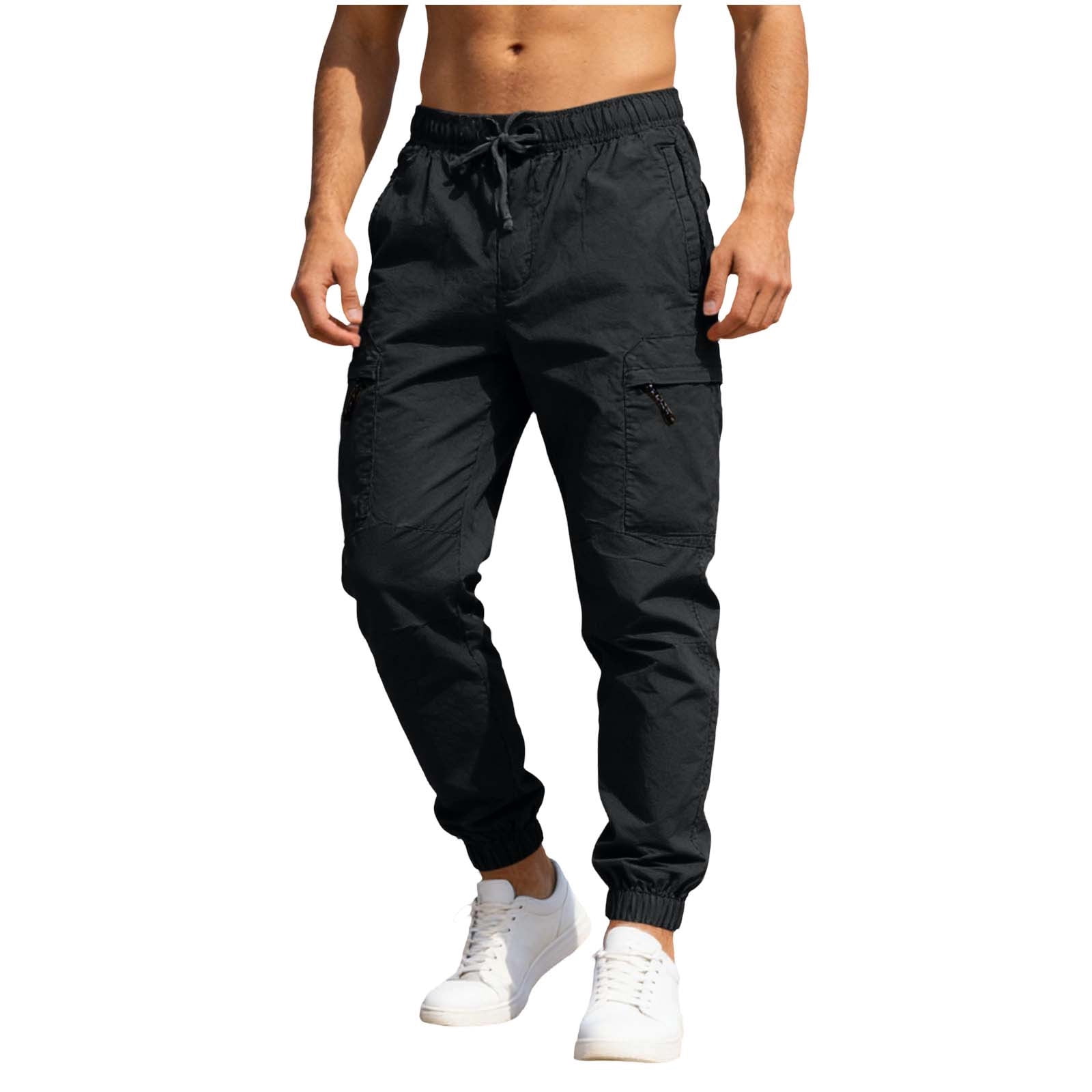 Admvng Cargo Pants for Men Big & Tall Elastic Waist Casual Trousers ...