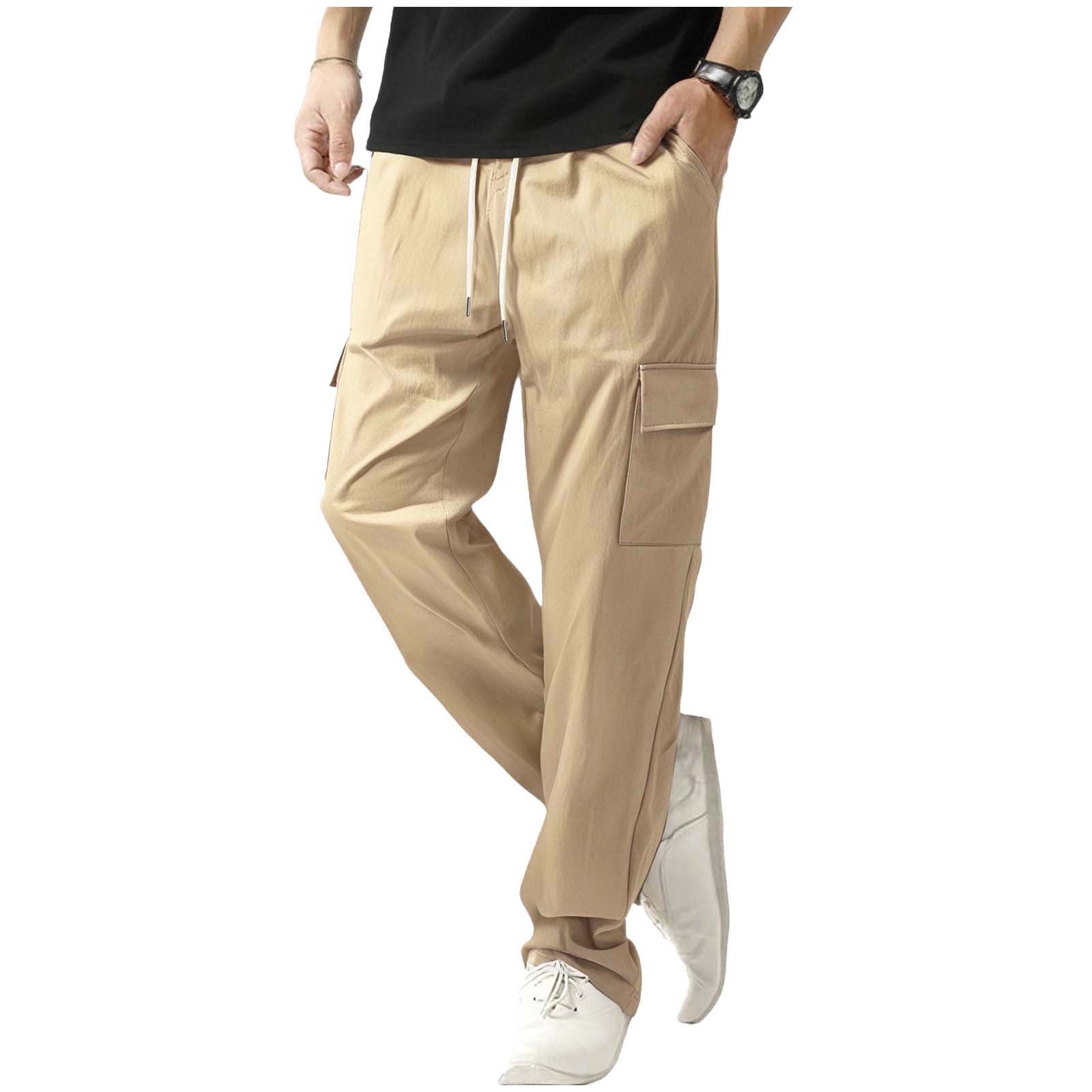Admvng Cargo Pants for Men Elastic Waist Casual Breathable Outdoor Full ...