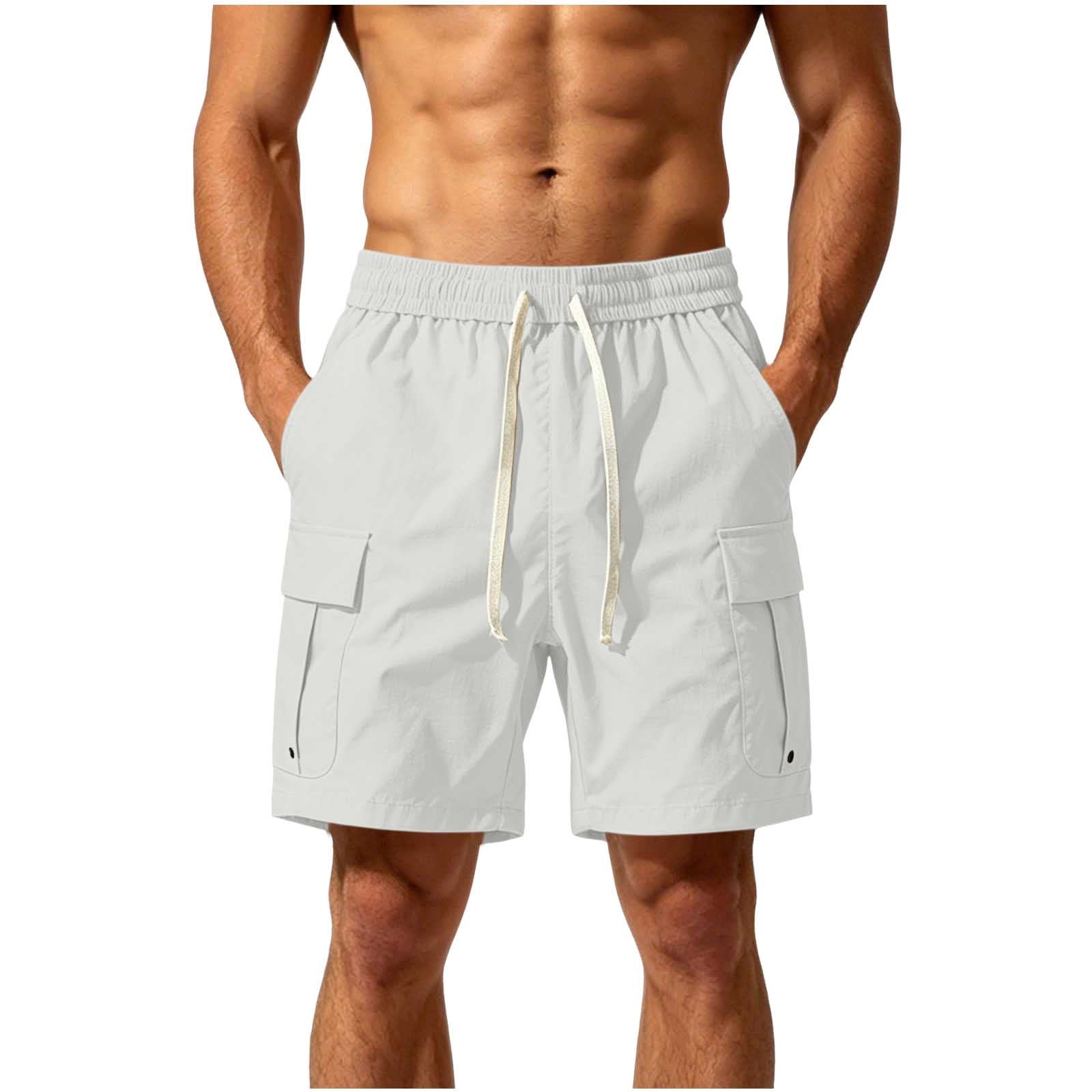 Admvng Cargo Shorts for Men Bandage Elastic Waist Summer Casual Running ...