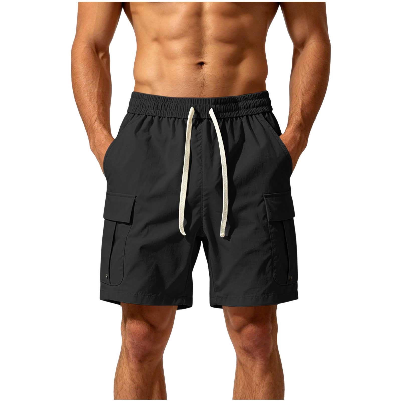 Admvng Cargo Shorts for Men Bandage Elastic Waist Summer Casual Running ...