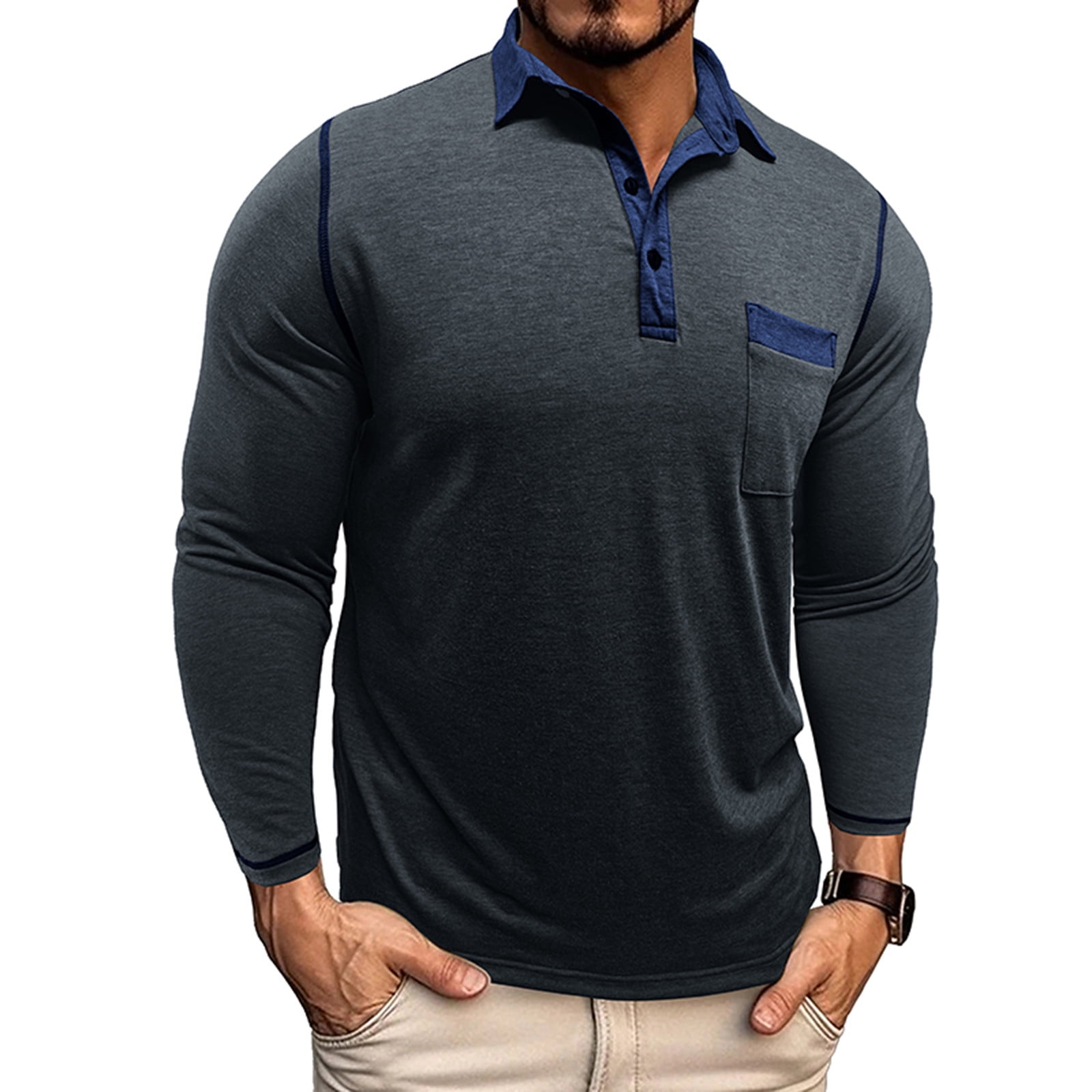 Admvng Compression Shirt Men Casual and Fashionable Solid Color ...
