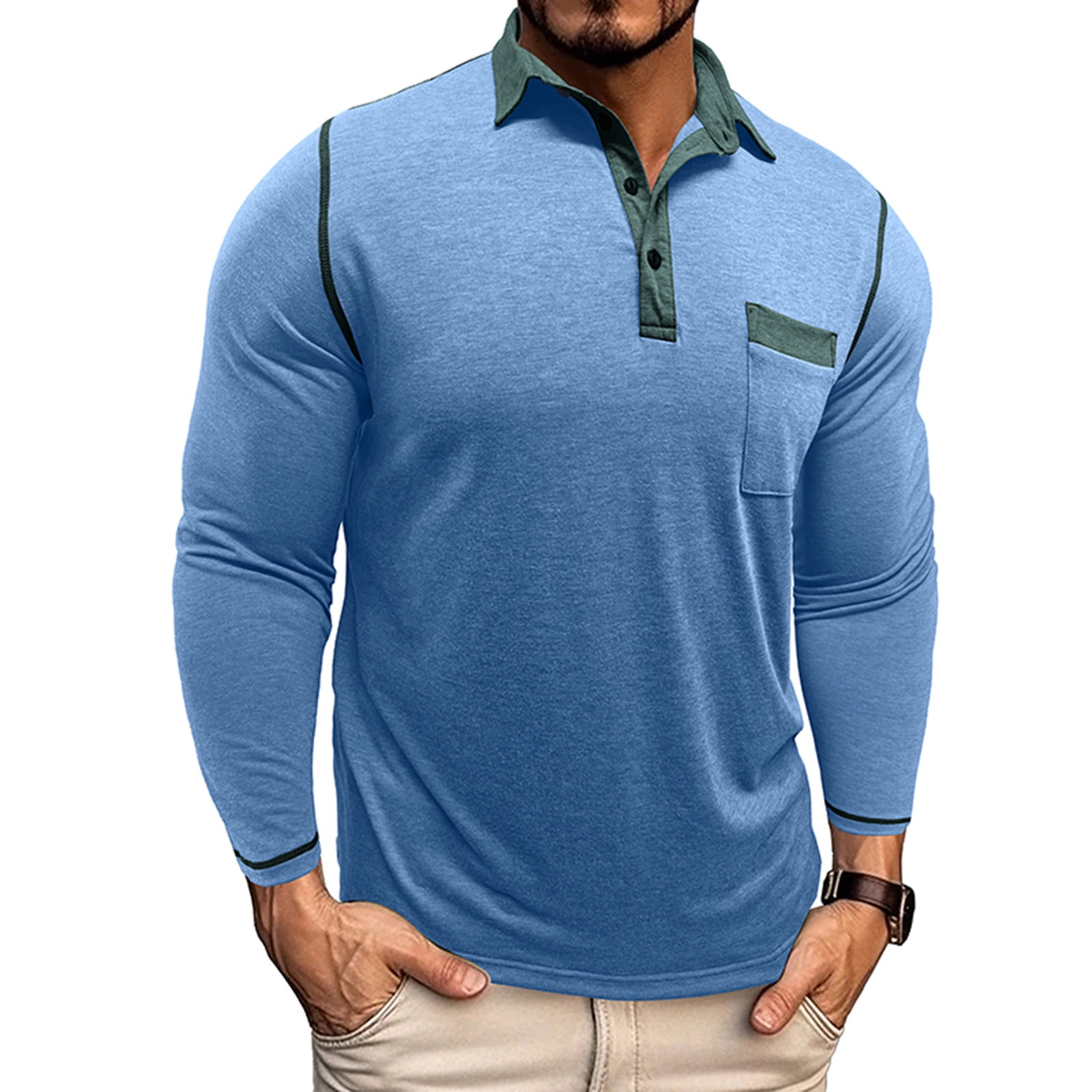 Admvng Compression Shirt Men Casual and Fashionable Solid Color ...