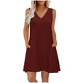 Admvng Dress for Women Solid Soft And Comfortable Sleeveless V Neck ...