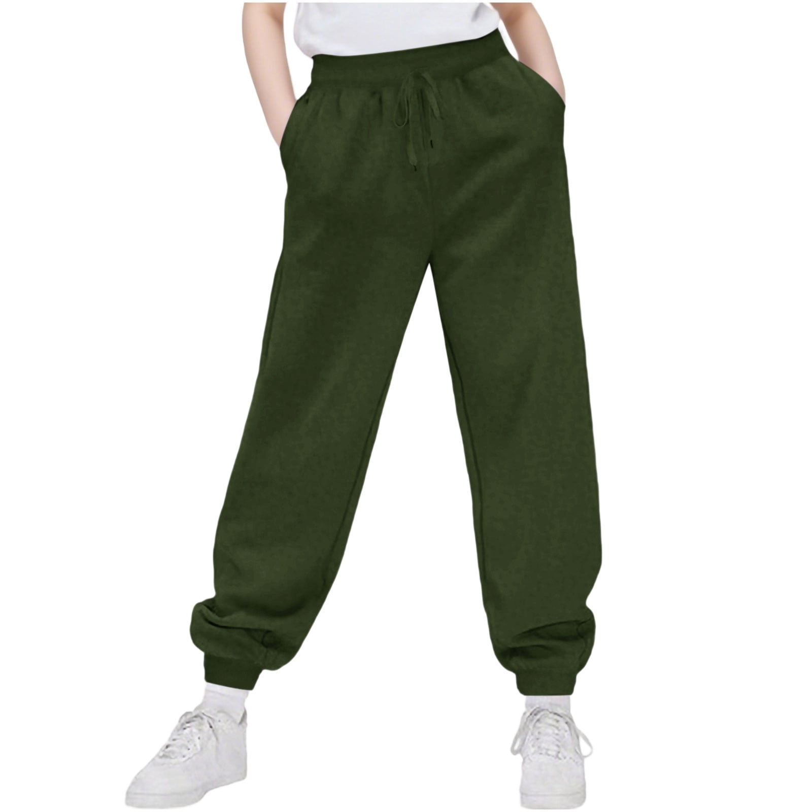 Admvng Girls Sweatpants Casual Solid Color Tapered Sweatpants for ...
