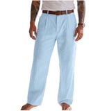 Admvng Linen Pants for Men Solid Color Casual Soft Trousers with ...