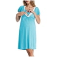 Admvng Maternity Nursing Nightgown Lace Trim Short Sleeve Nursing Sleep ...