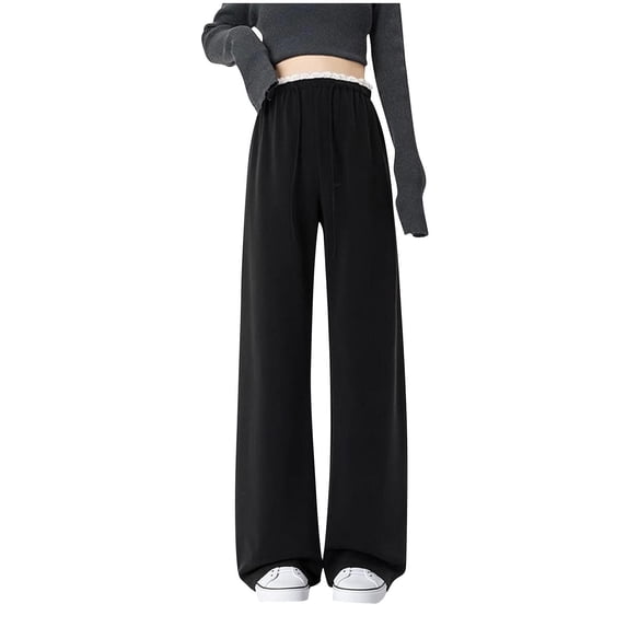 Admvng Maternity Sweatpants with Drawstring Lace Trim Stretch Pregnancy ...