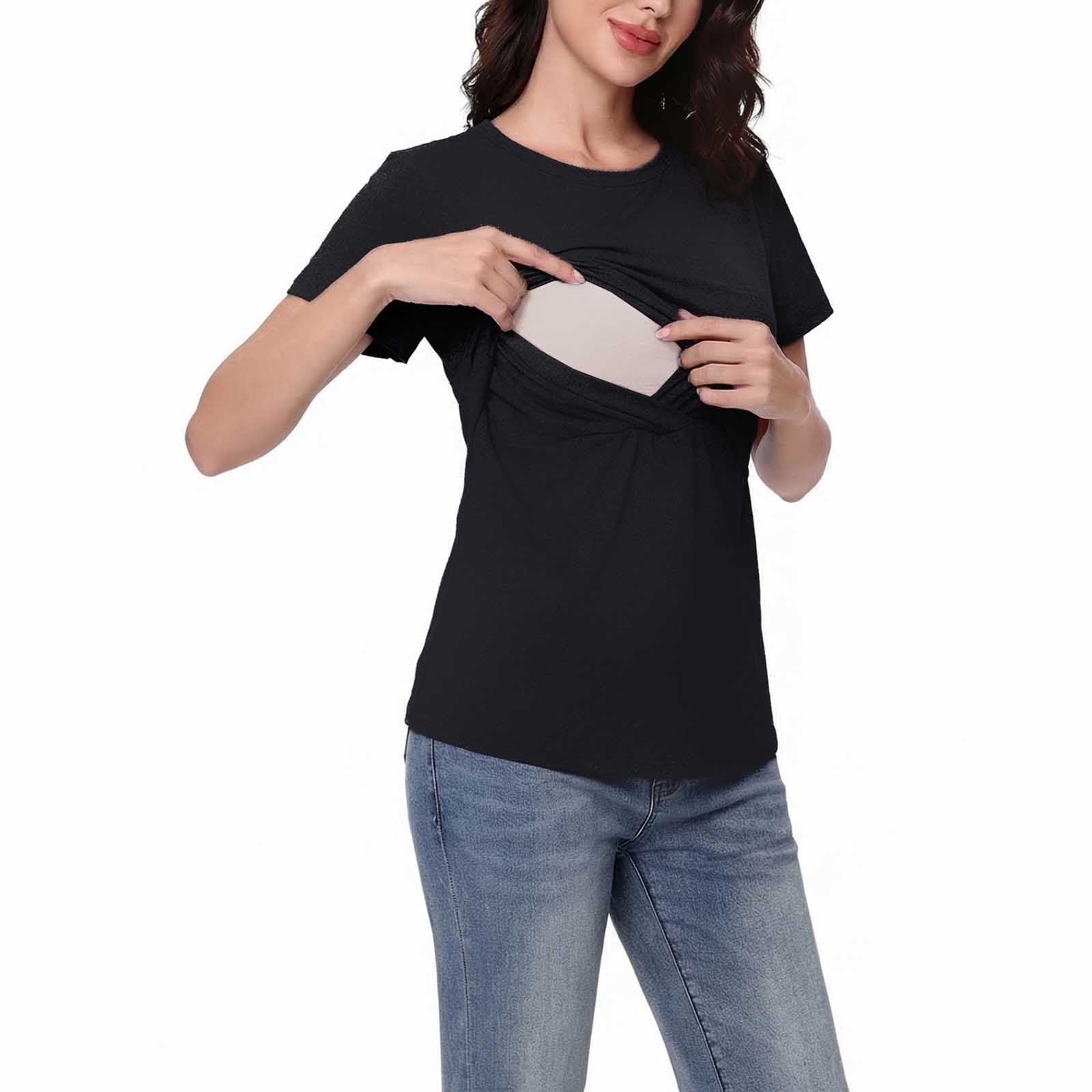 Admvng Maternity Tops for Women Nursing T-Shirt Short Sleeve Summer ...