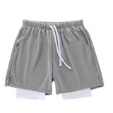 Admvng Men Basketball Running Shorts Double-layer Adjustable Drawstring ...