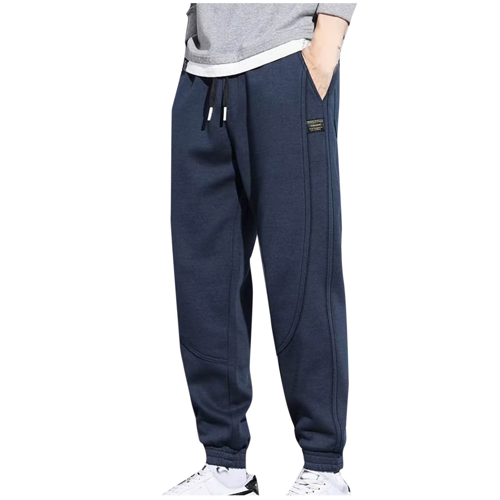 Admvng Men Sweatpants Casual Solid Elastic Waist Drawstring Outdoor ...
