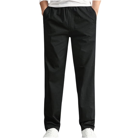 Admvng Men's Big & Tall Pants with Pockets Elastic Waist Casual Outdoor ...