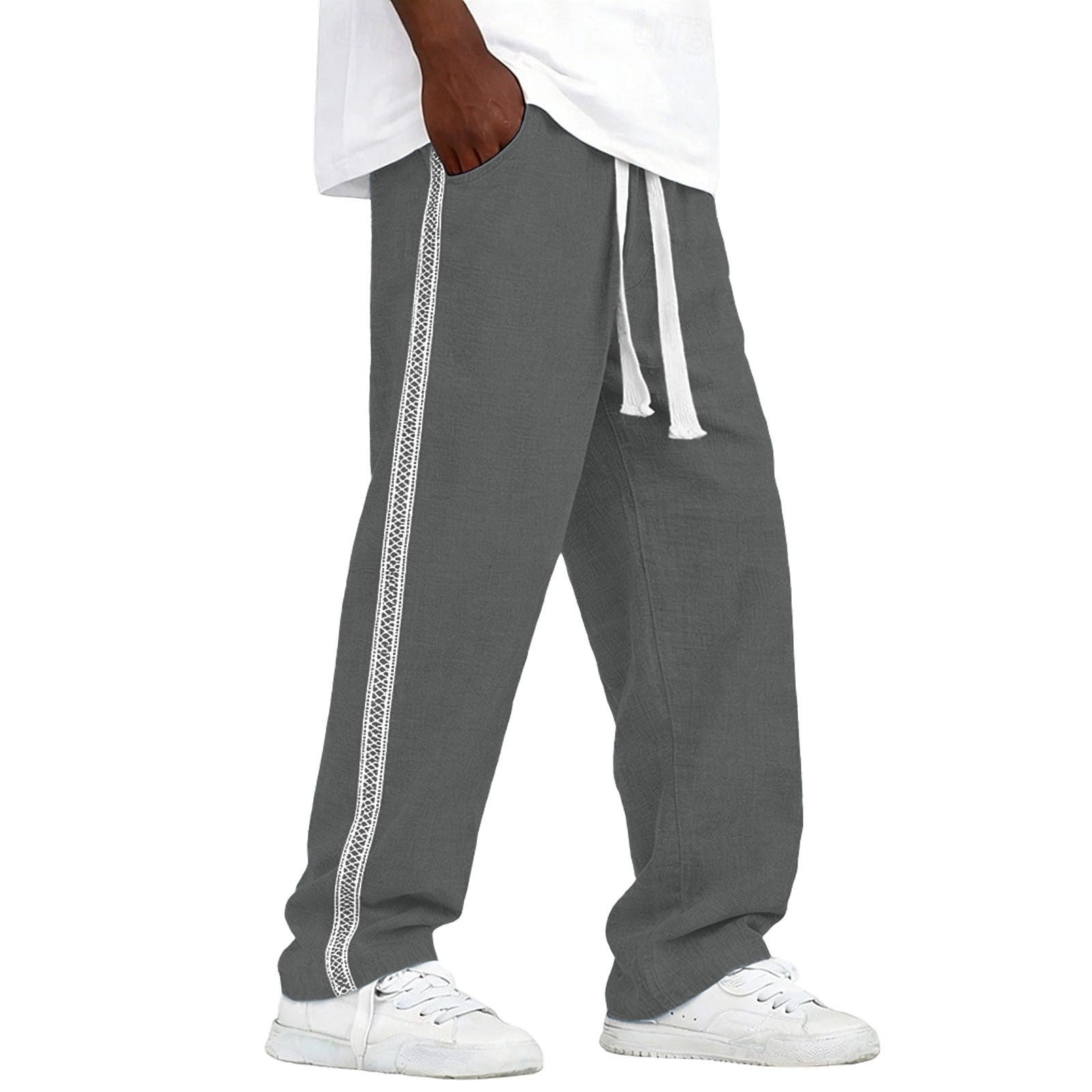 Admvng Men's Drawstring Waist Joggers Soft Knit Casual Full Length ...