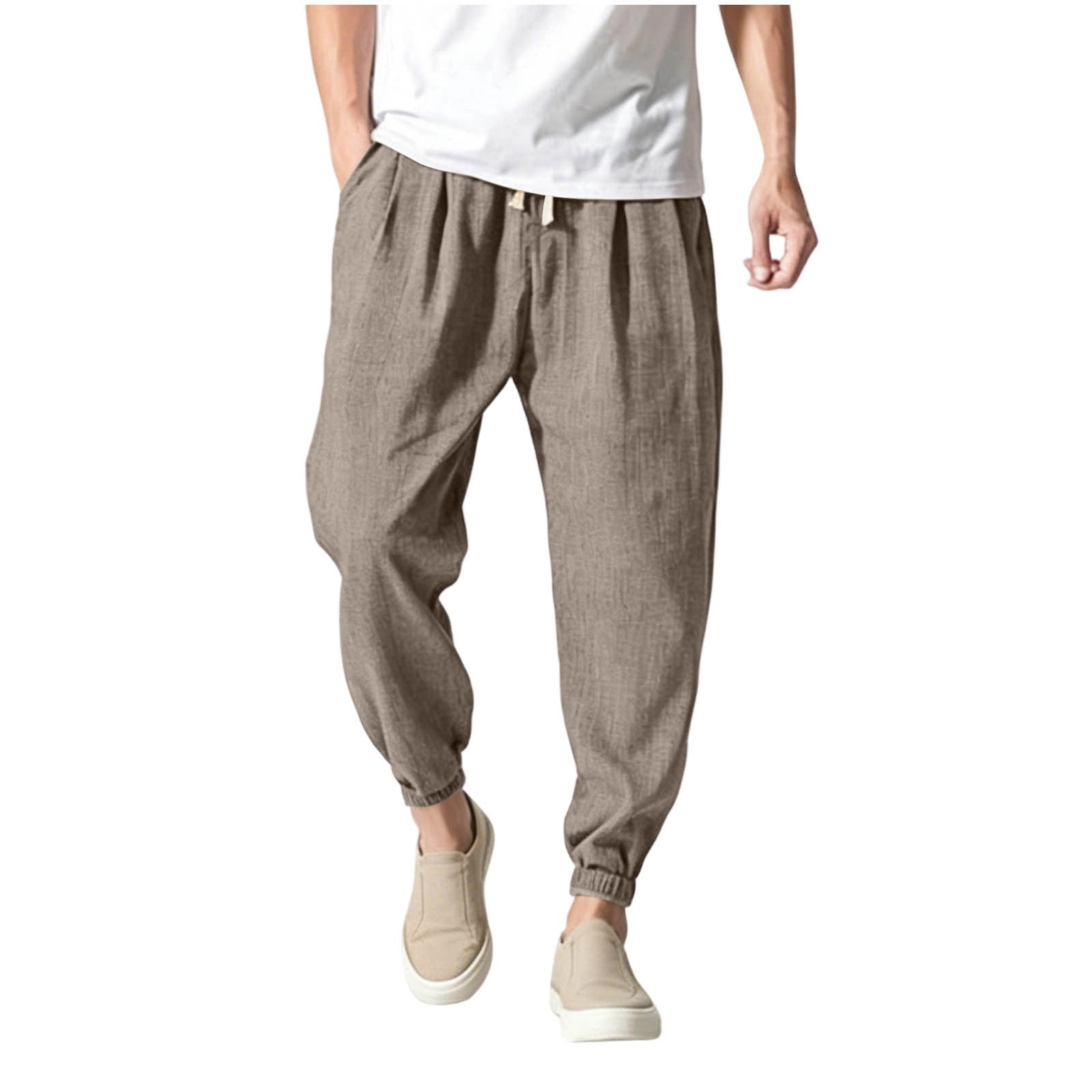 Admvng Men's Linen Pants Casual Big & Tall Breathable Full Length ...