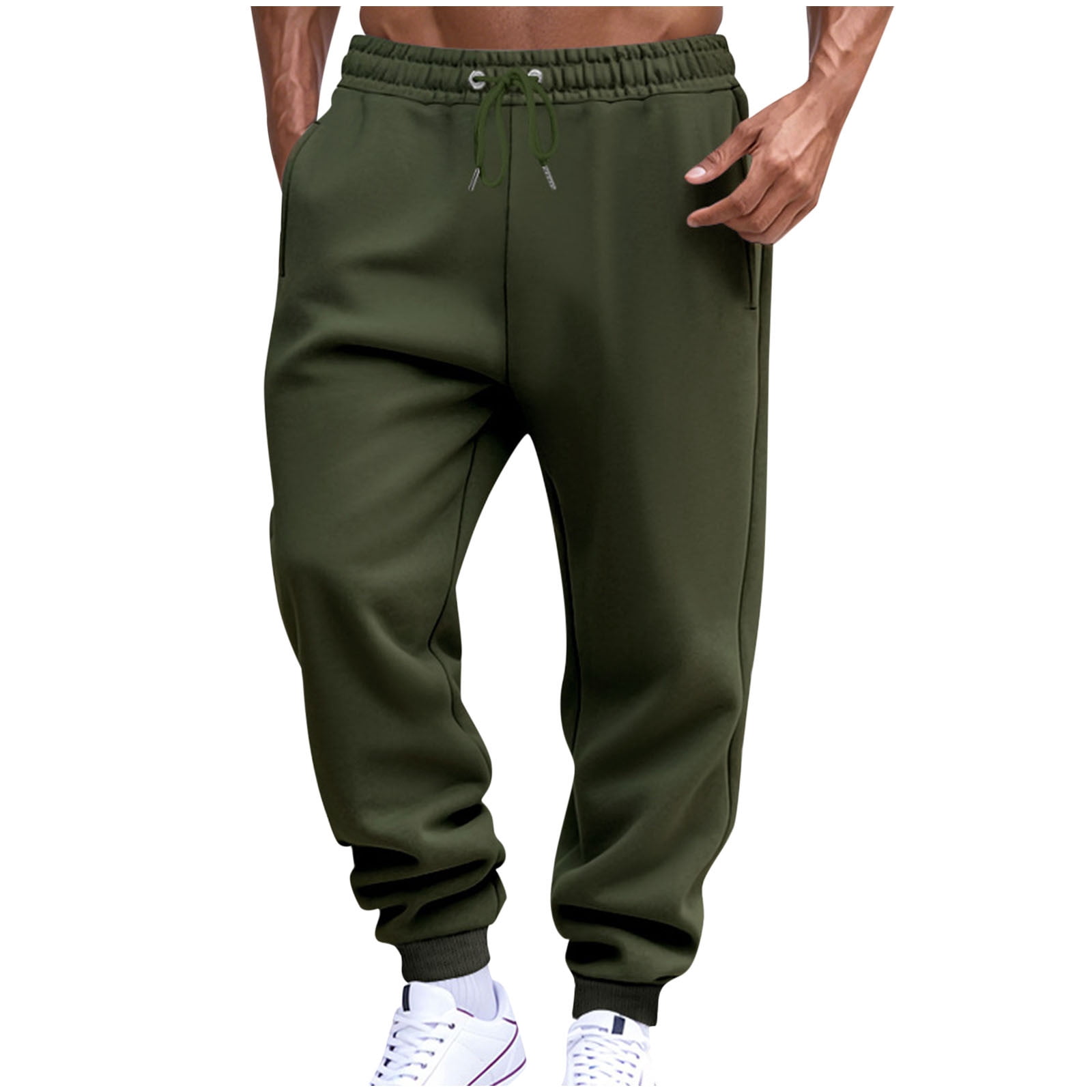 Admvng Men's Pants Elastic Drawstring Waist Casual Soft Vacation ...
