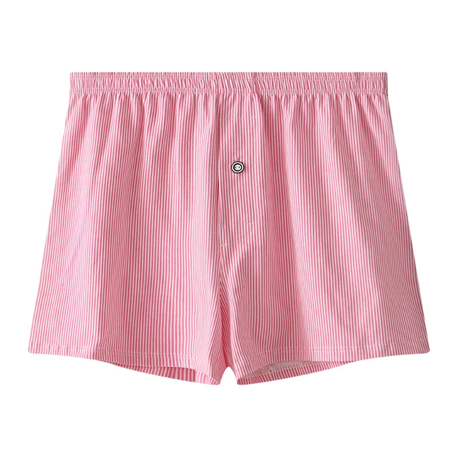 Admvng Men's Stripe Boxer Lounge Shorts Button Fly Elastic Waist Loose ...