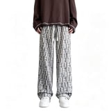 Admvng Men's Textured Grid Wide Leg Pants Big & Tall Elastic Drawstring ...