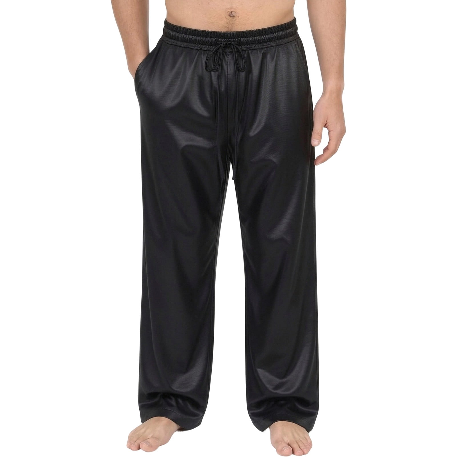 Admvng Mens Metallic Shiny Pants Big & Tall Elastic Drawstring Waist ...