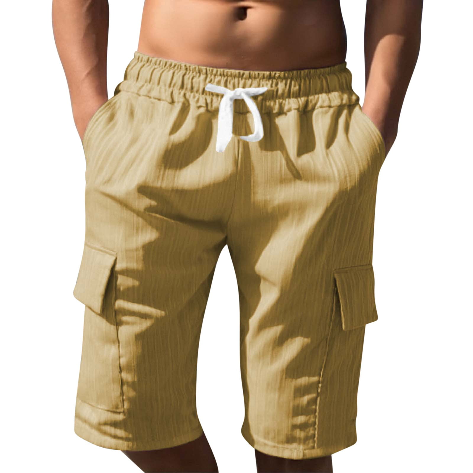 Admvng Mens Shorts Summer Multi Pocket Workwear Five Quarter Shorts ...