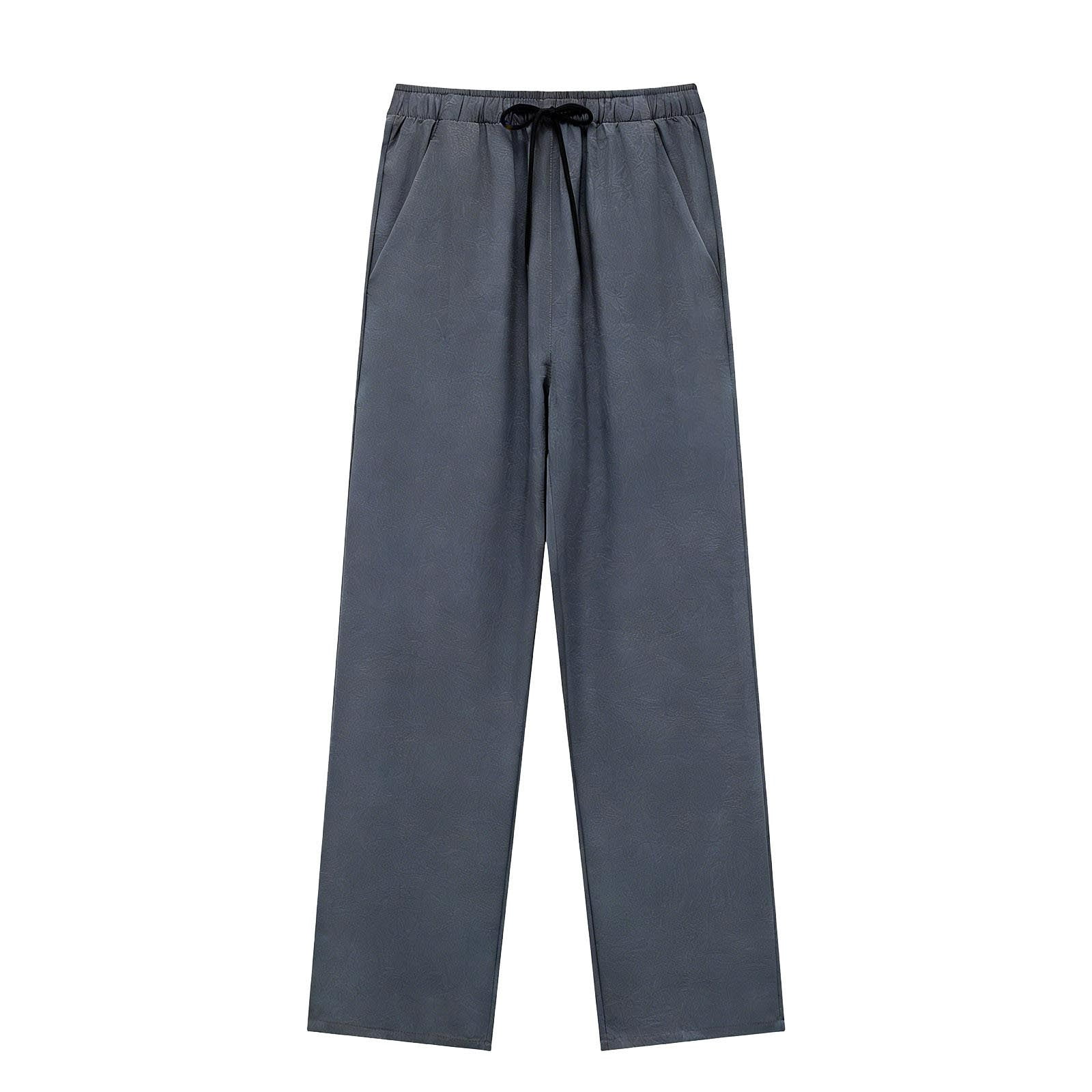 Admvng Mens Wide Leg Pants Elastic Drawstring Waist Solid Full Length ...