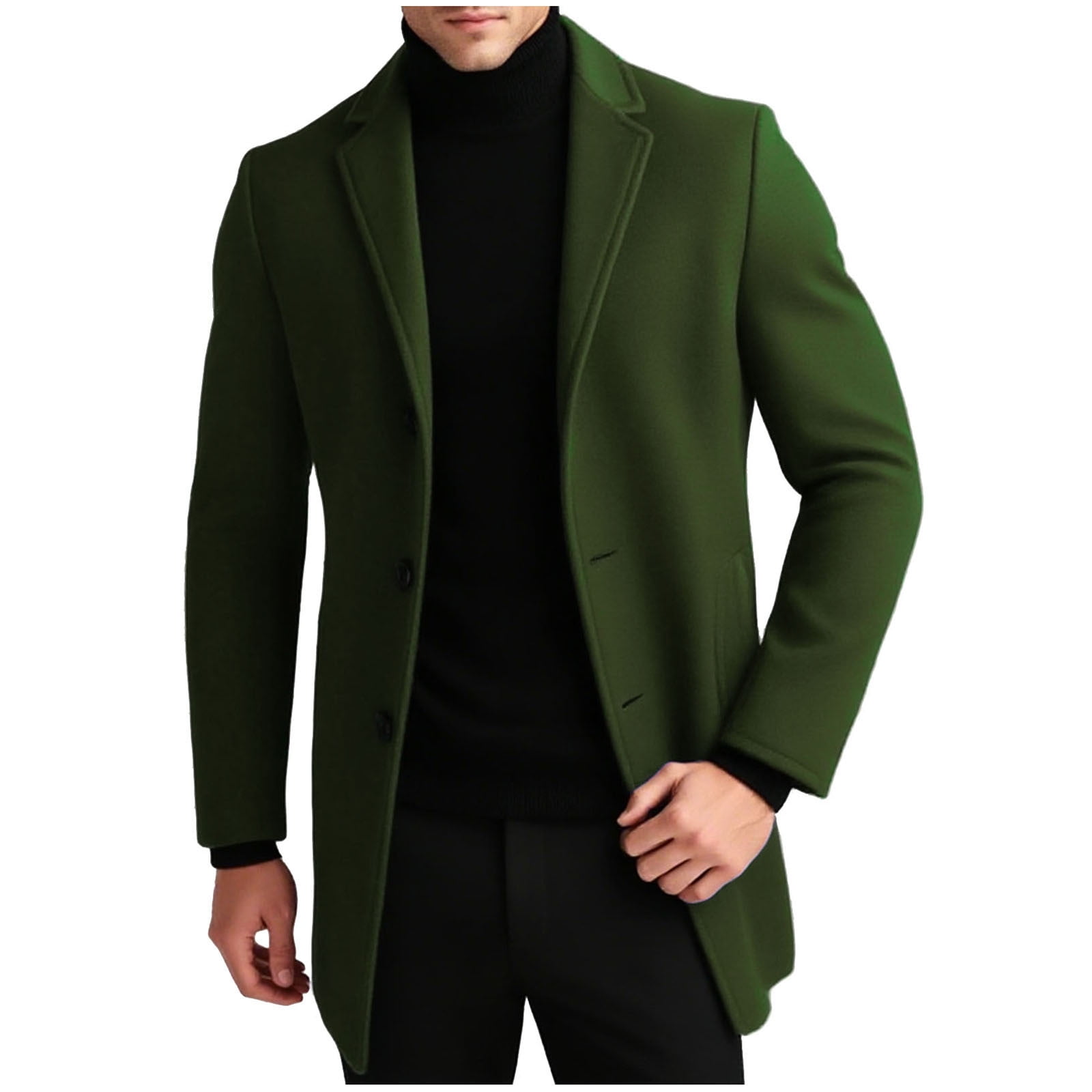 Admvng Mens Winter Jacket Men Long Trench Coats Casual Solid Button ...