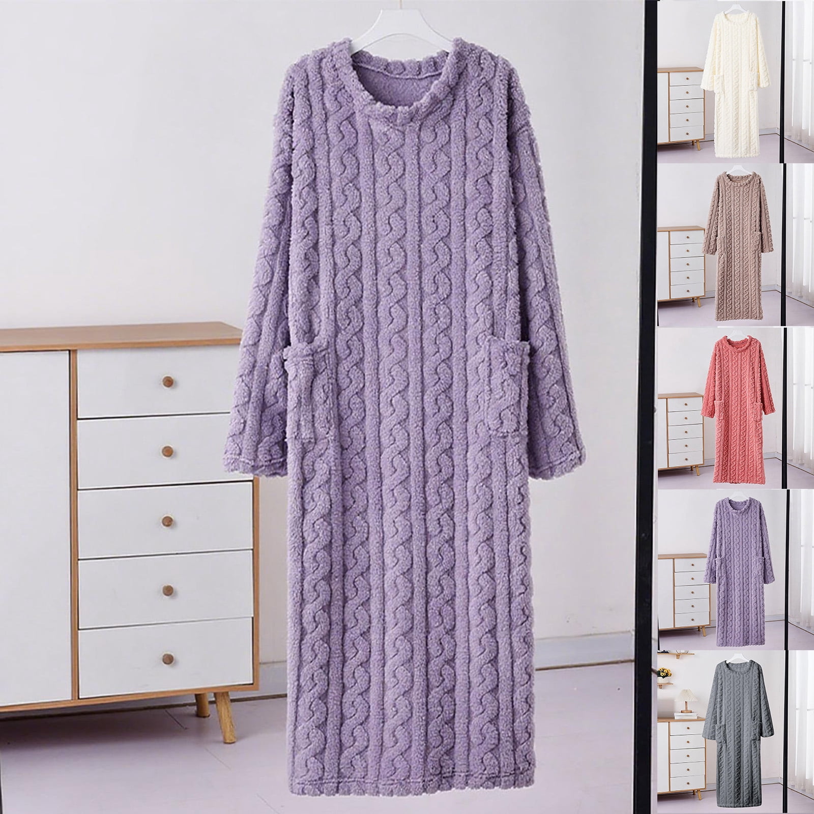 Admvng, Night Gowns for Women, Free Size, Winter Loose Sleep Dress ...