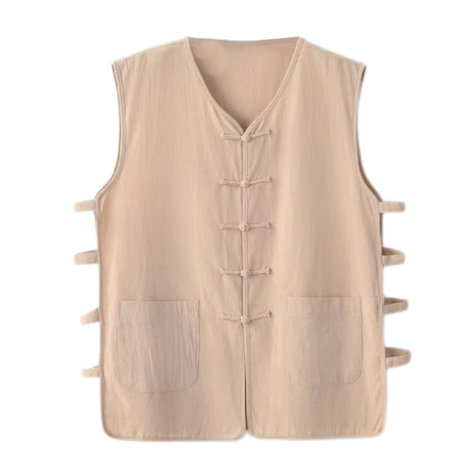 Admvng Sleeveless Shirts for Men Fashion Comfy Button Solid Sleeveless ...