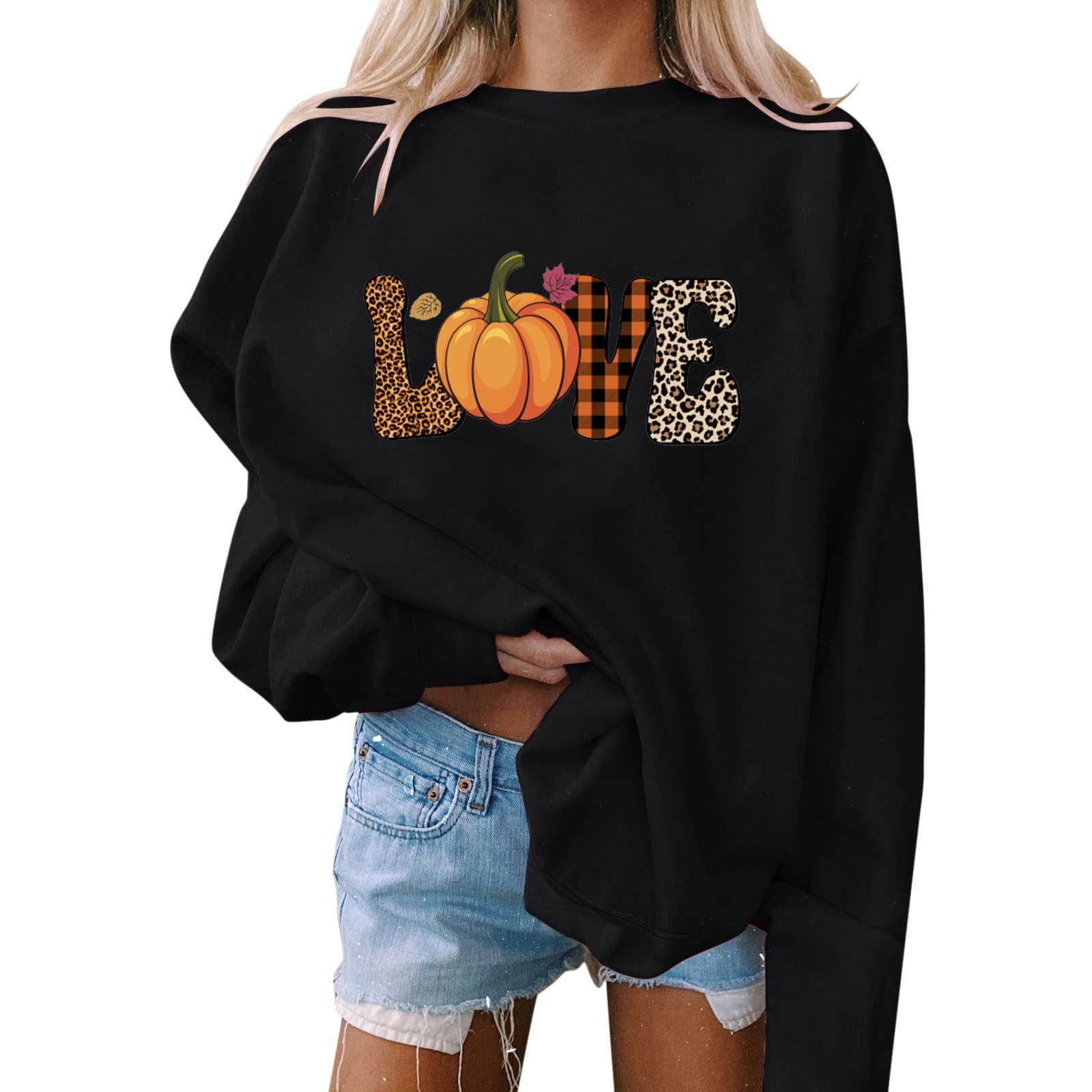 Admvng Sweatshirt for Women Graphic Halloween Sweatshirt Love Graphic ...