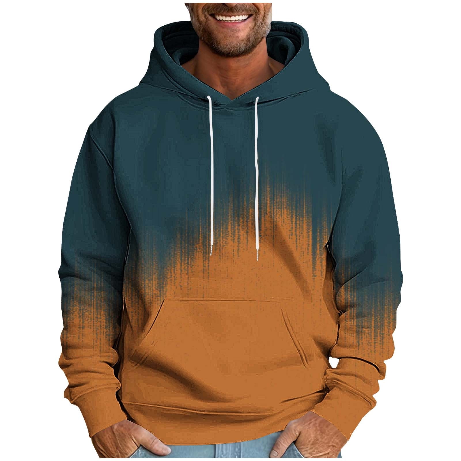 Admvng Sweatshirts for Men Print Leisure Draw Rope Hooded Sweatshirt ...