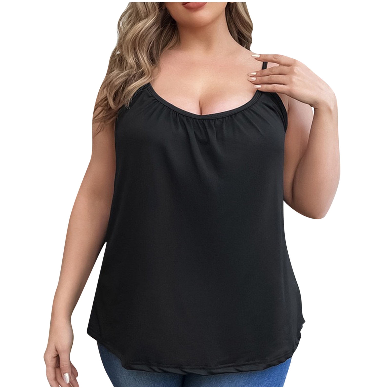 Admvng Tank Top for Women Solid Color Sleevesless Crew Neck Going Out ...