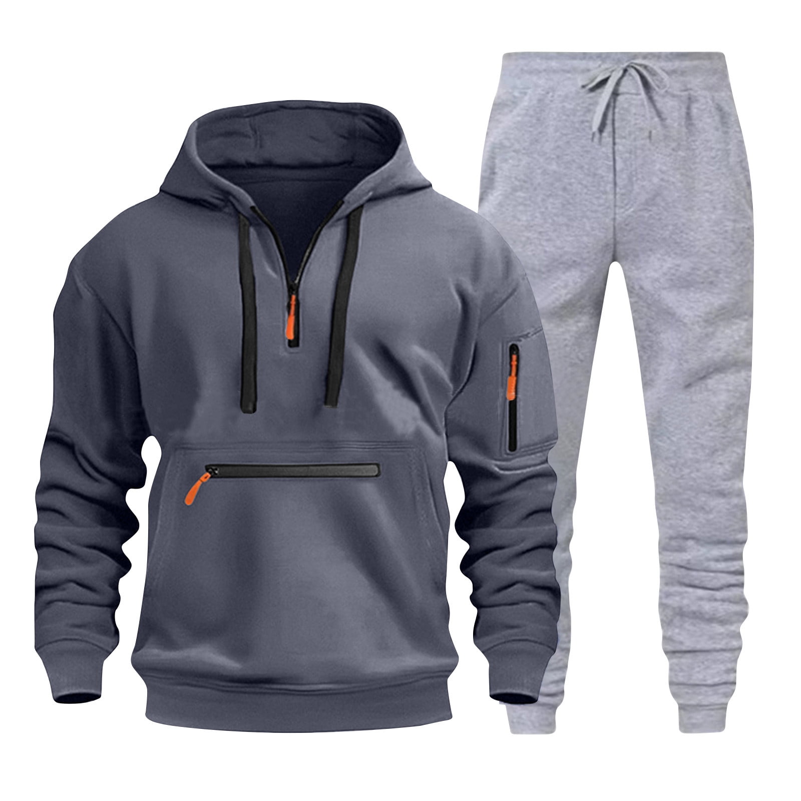 Admvng Two Piece Sets for Men Sports Hooded Sweatshirt Jogging Pants ...