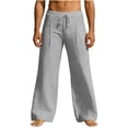 Admvng Wide Leg Pants for Men Cotton Linen Lightweight Full Length ...