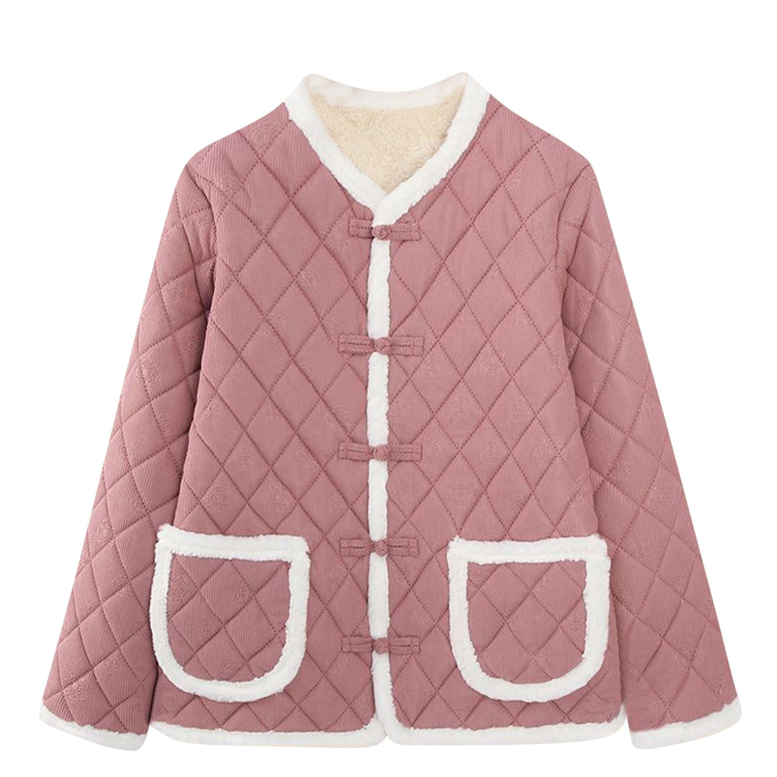 Admvng Winter Coats For Women Fashion Winter Button Down Striped Coat ...