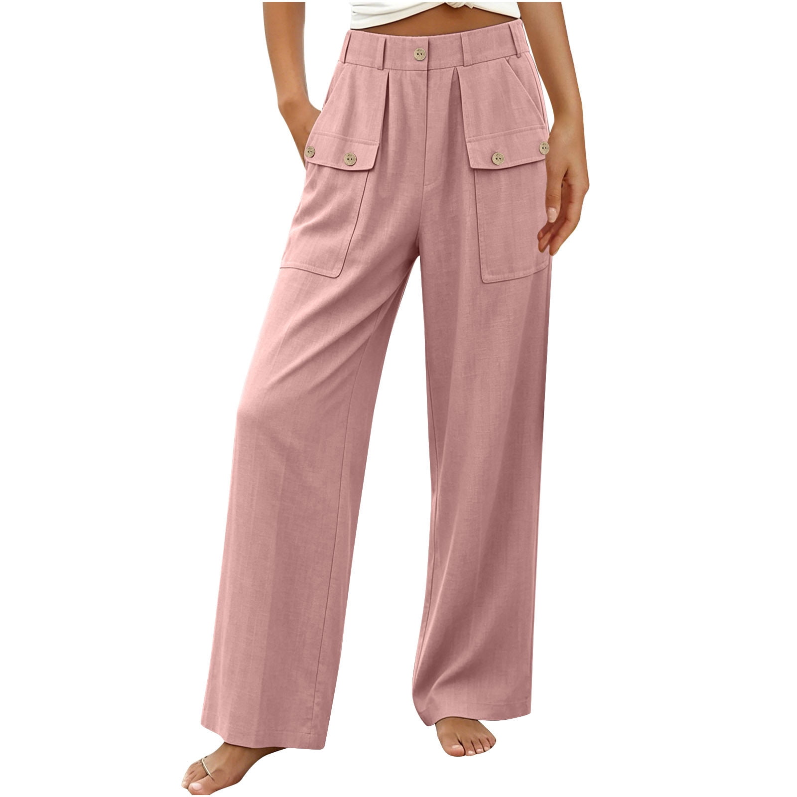 Admvng Women's Casual Cargo Pants Relaxed Wide Leg Everyday Pants ...
