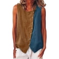 Admvng Women's Color Block Sleeveless Tank Top Round Neck Asymmetric ...