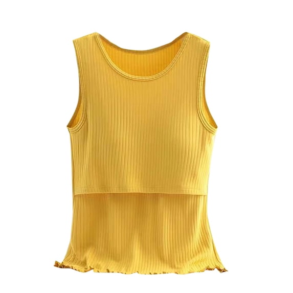 Admvng Women's Nursing Tank Top Ribbed Layered Sleeveless Round Neck ...
