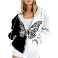 Admvng Women's Print Hoodie Jacket with Drawstring Pockets Zip Up Long ...