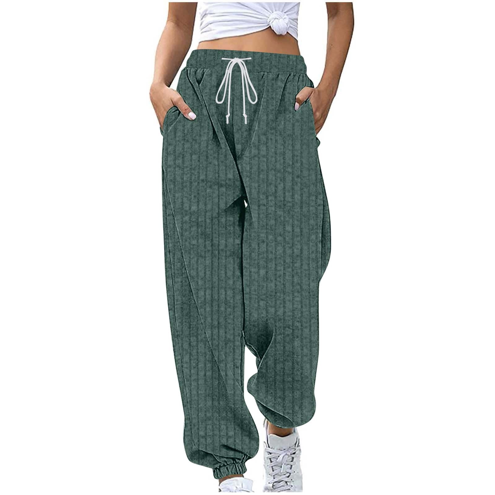 Admvng Women's Sweatpants Solid Color Elastic Waist Casual Pants With ...