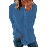 Admvng Women's Tops Long Sleeve Soft Tunic Tops Casual Round Neck ...