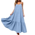 Admvng Womens Backless Tiered Maxi Dress Spaghetti Strap Ruffle Hem ...