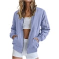 Admvng Womens Classic Jacket Zipper Ribbed Cuff Outerwear Lightweight ...