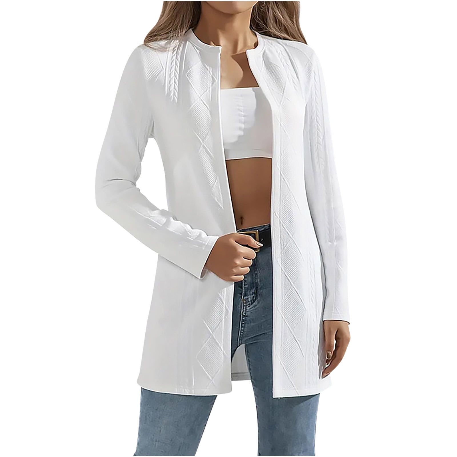 Admvng Womens Knit Midi Cardigan Long Sleeve Textured Office Layering ...