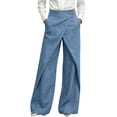 Admvng Womens Linen Pants Wrap Wide Leg Casual Summer Office formal ...